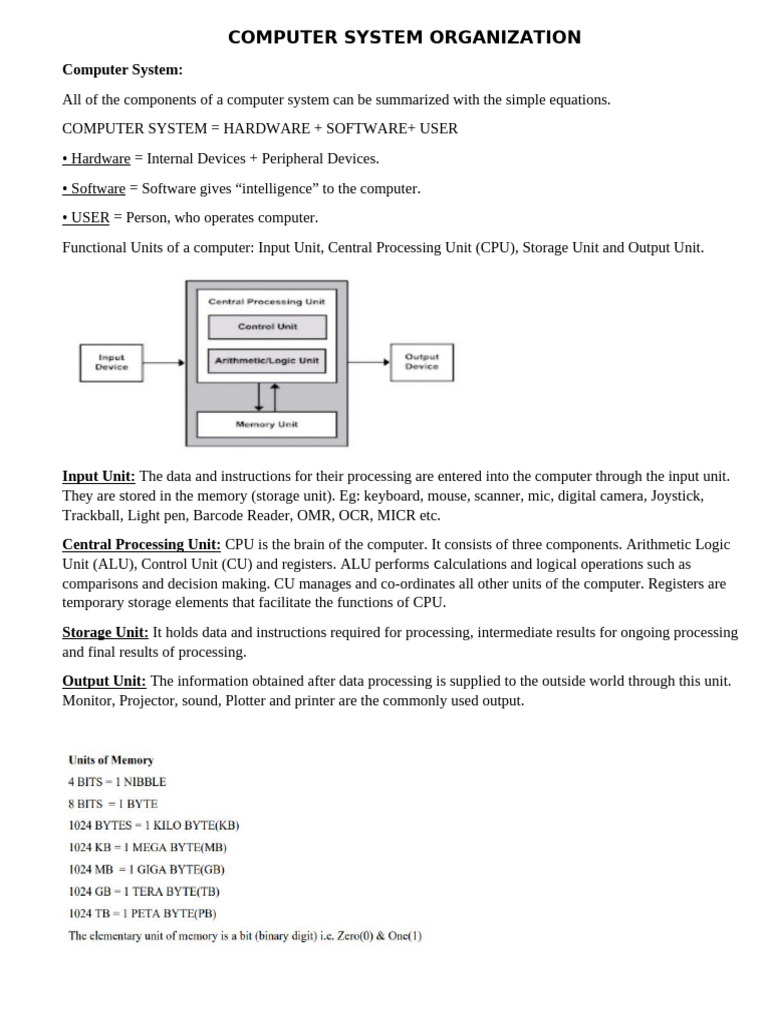 COMPUTER SYSTEM ORGANIZATION | PDF | Input/Output | Central Processing Unit