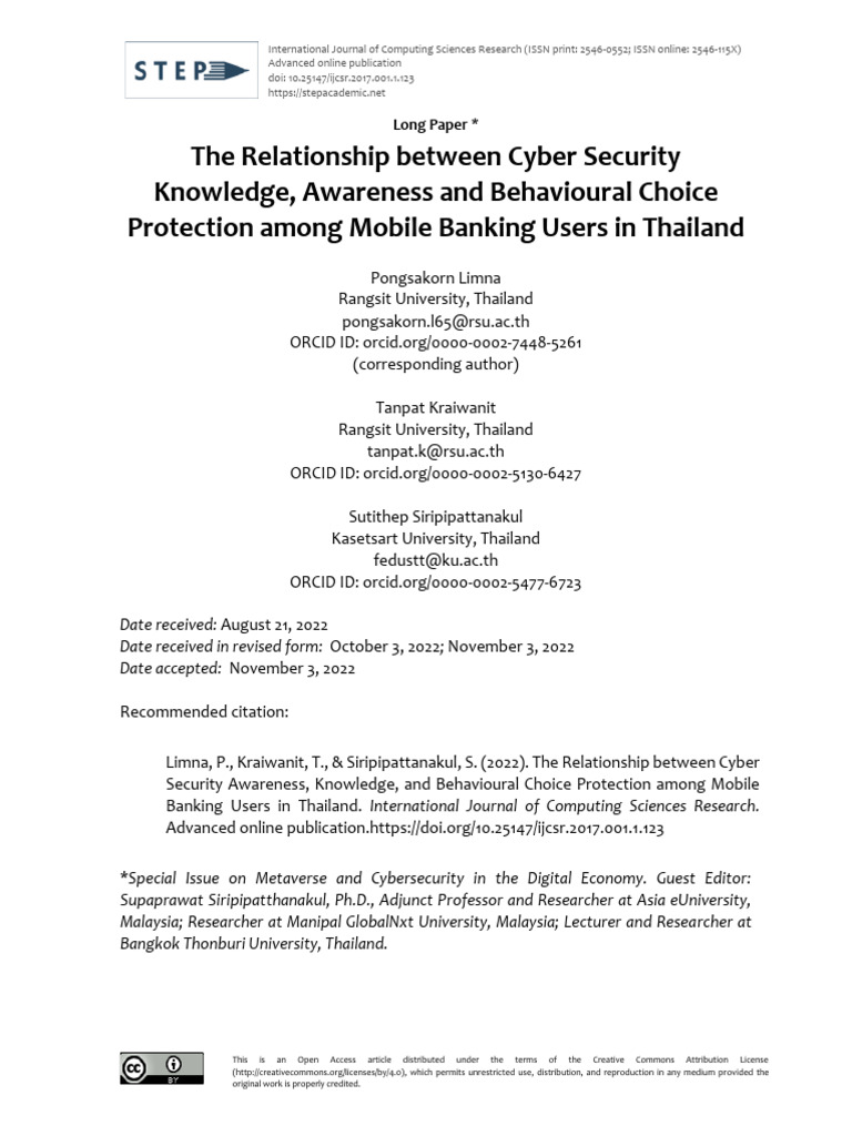 Limna Pongsakorn The Relationship Between Cyber Security Knowledge Protection Among Mobile ...