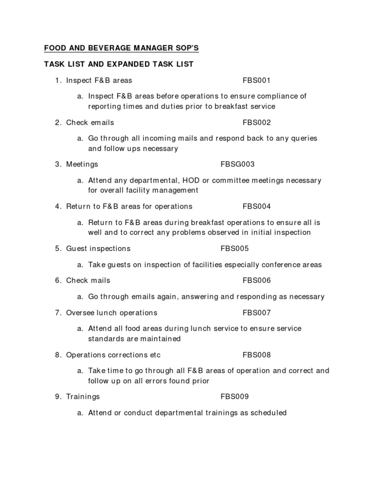 Food & Beverage Sops Sops | Restaurants | Tableware | Free 30-day Trial ...