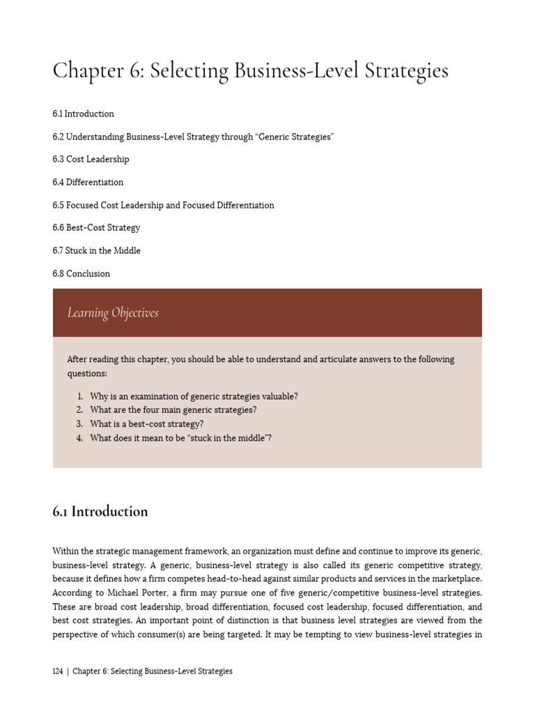 Chapter 6 Selecting Business Level Strategies | PDF | Strategic Management | Target Corporation