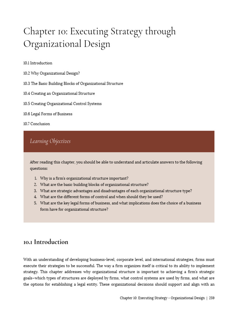 Organizational Structure for Strategy Execution | PDF | General ...