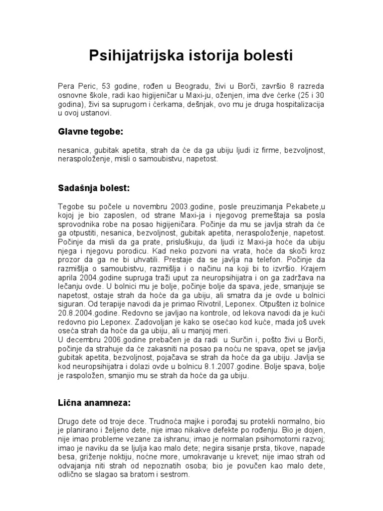 Primjer Anamneze | PDF