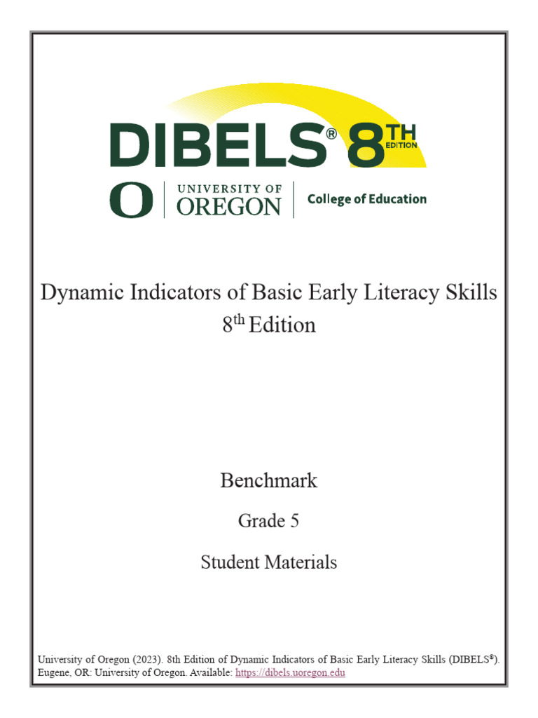 Dibels 8 Benchmark 5 Student | PDF | Breathing | Tools