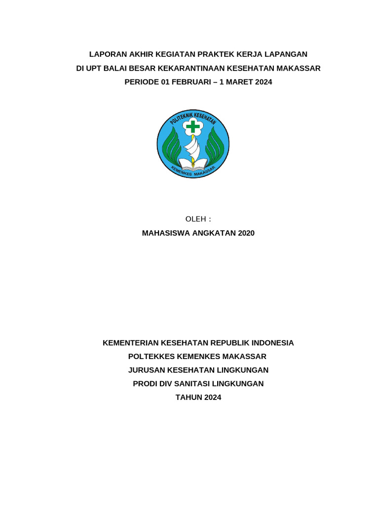 Laporan Akhir Kegiatan Magang BBKKM 2024 FIxx | PDF