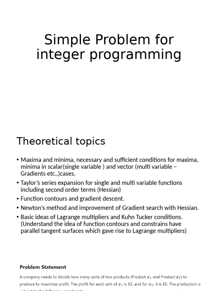 Simple Problem for Integer Programming | PDF