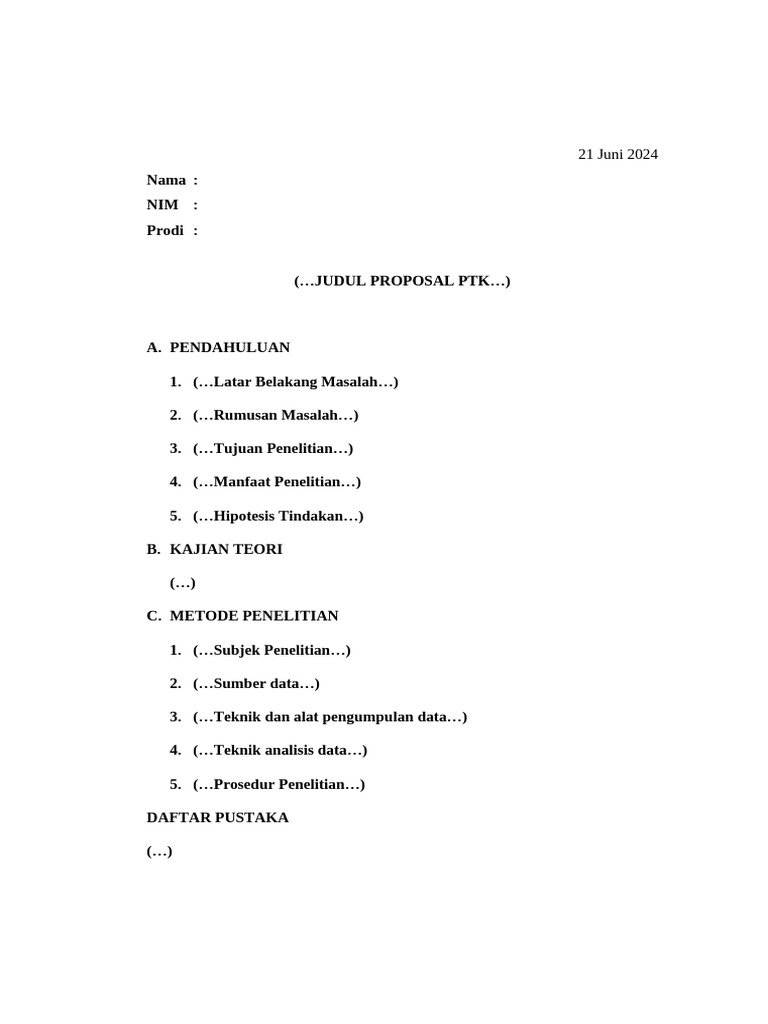 21 Juni 2024 PTK Painmd2021 Penyusunan Laporan Proposal Penelitian Tindakan Kelas PTKD Gz5 | PDF