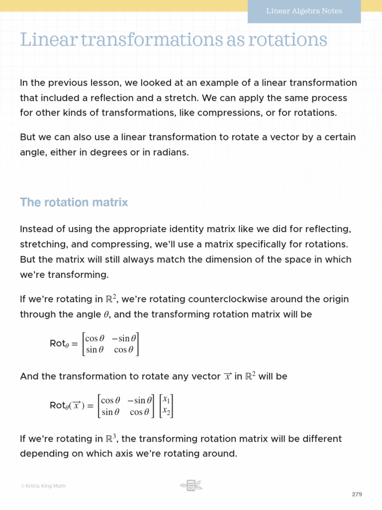 05 Linear Transformations As Rotations | PDF | Rotation | Linear Map