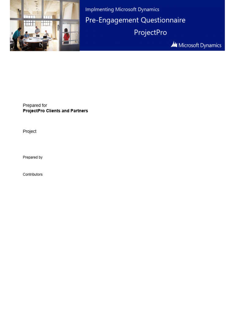 ProjectPro - Pre-Engagment Questionnaire | PDF | Cost | Business Economics