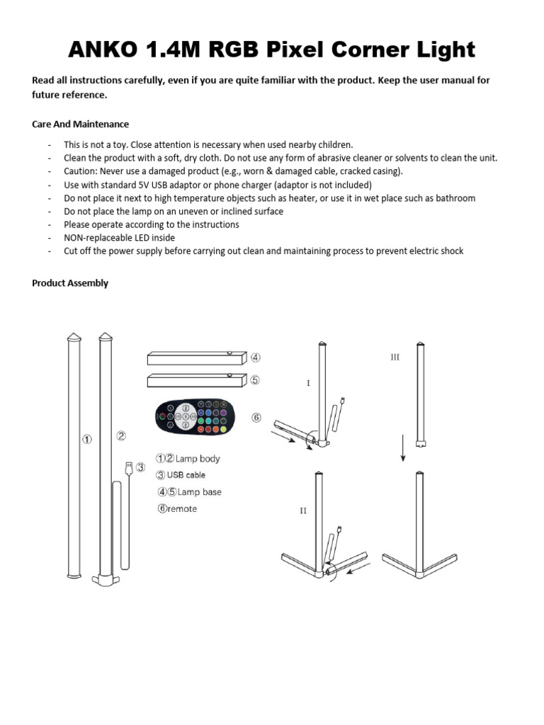 ANKO RGB Desktop LED 43243761 - Manual | PDF | Color | Battery Charger