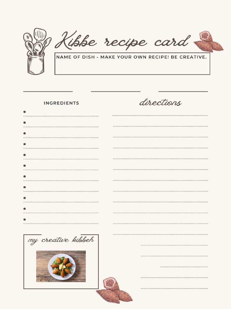 Kibbe Recipe Card | PDF