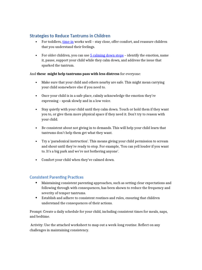 Strategies For Tantrums | PDF | Emotional Self Regulation | Disciplines