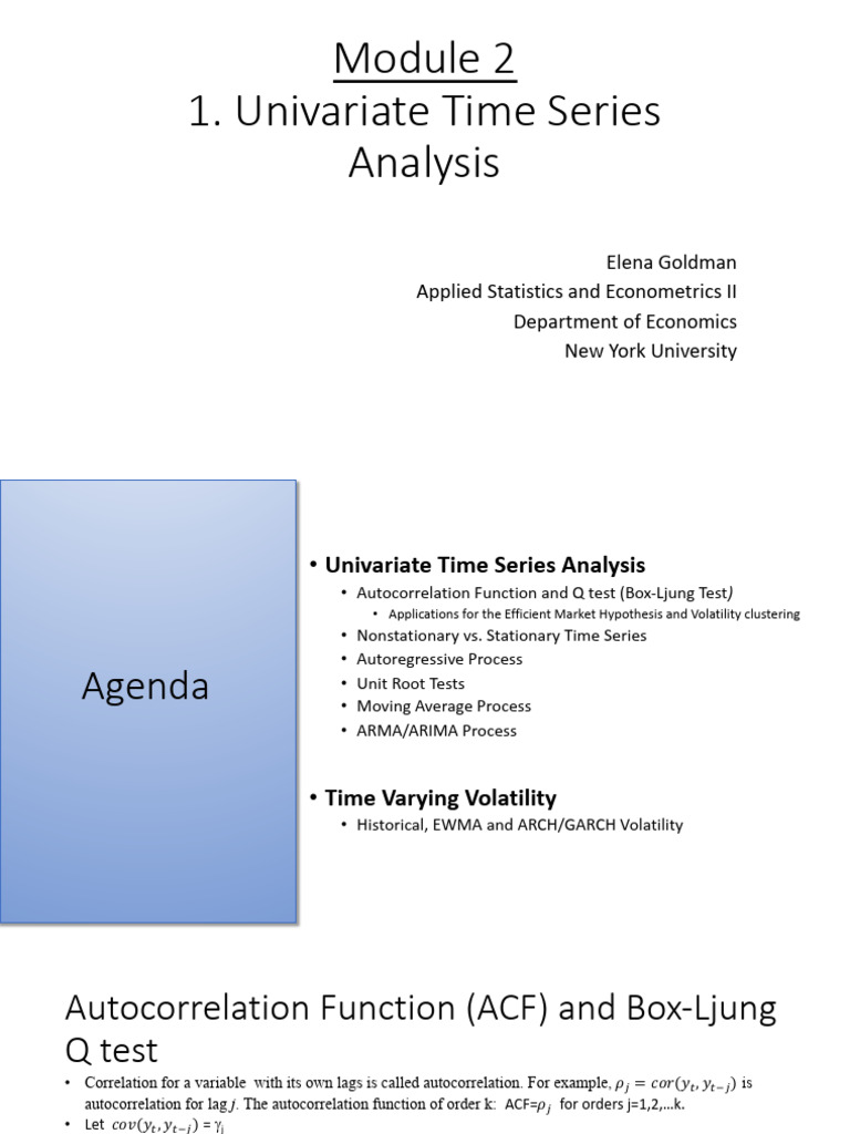 Module 2 Univariate Time Series Pdf Autocorrelation Normal