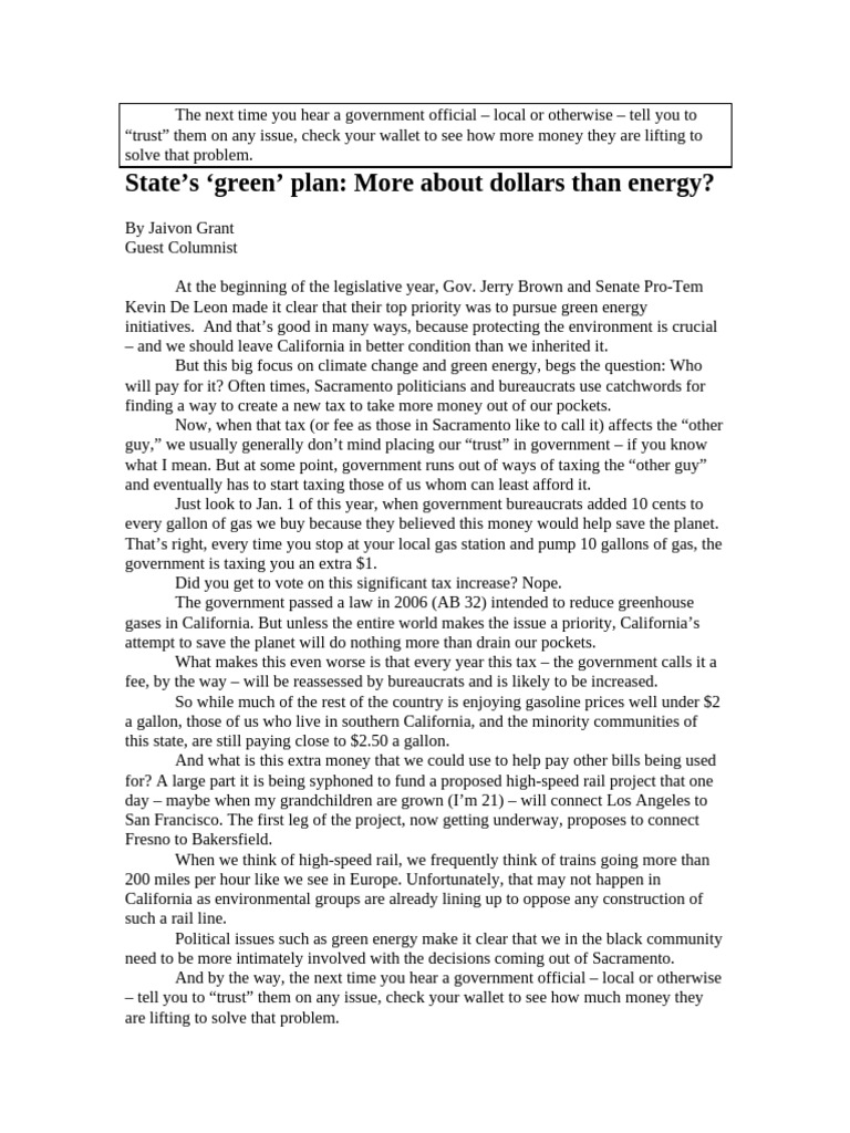 What Green Energy Means For Blacks | PDF