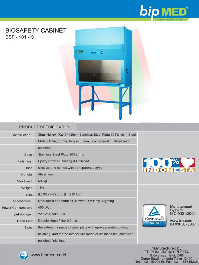 Biosafety Cabinet (BSF-101-C) | PDF