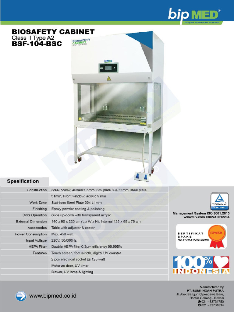 Biosafety Cabinet (BSF-104-BSC) | PDF
