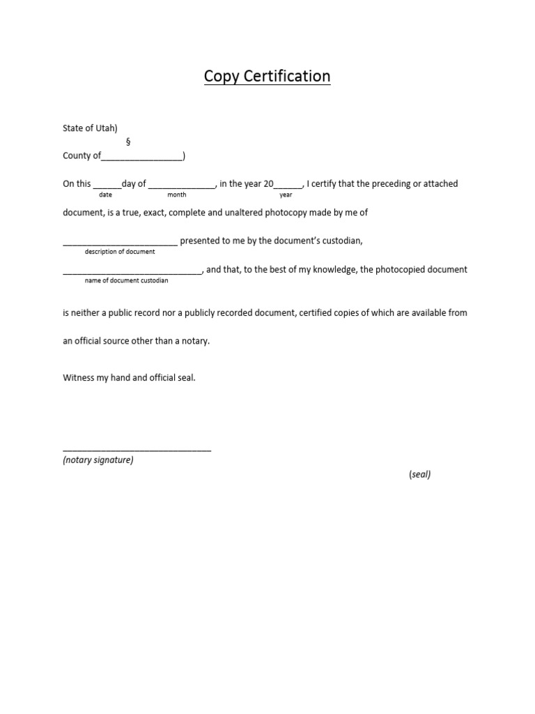 Copy Certification | PDF