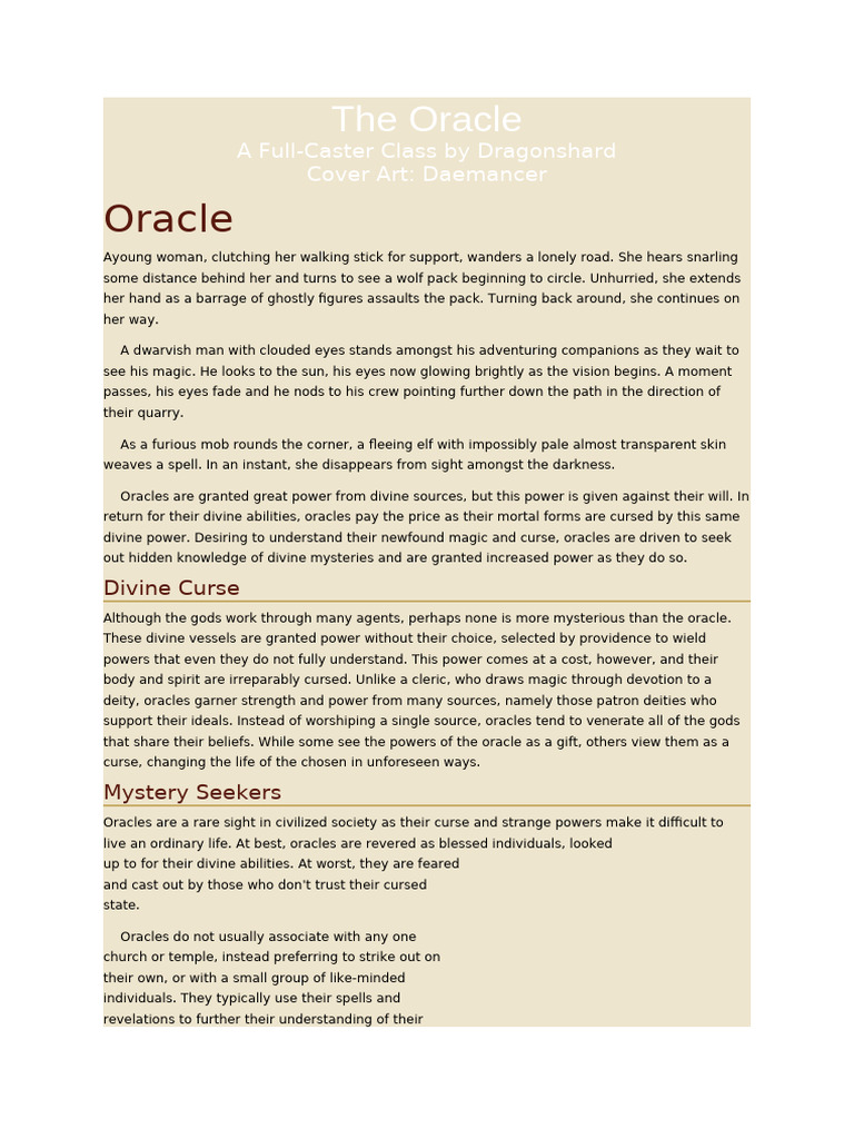 The Oracle class | PDF