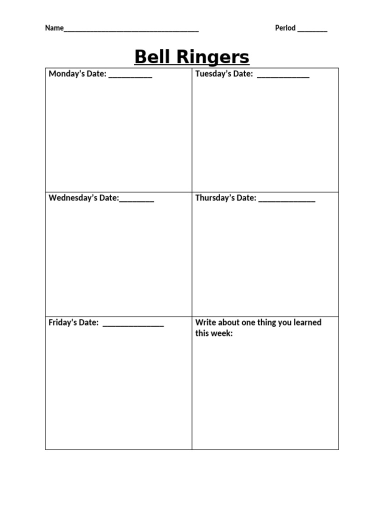 Bell Ringers Tracking Sheet | PDF