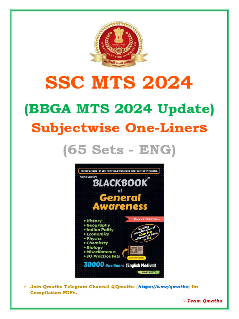 EN MTS 2024 GK Subject Wise Update BBGA by Team Qmaths | PDF