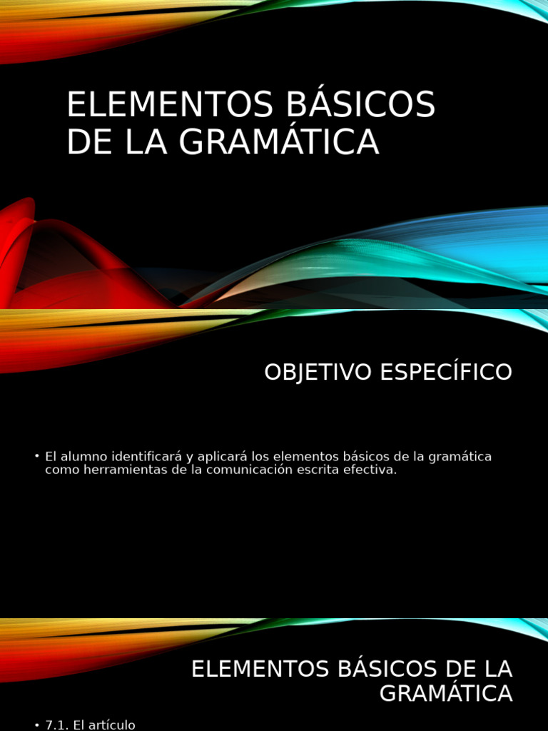 Modulo 6 - Elementos Basicos de La Gramatica | PDF | Adjetivo | Verbo