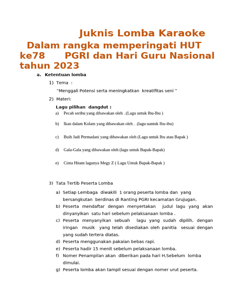 Juknis Lomba Karaoke | PDF