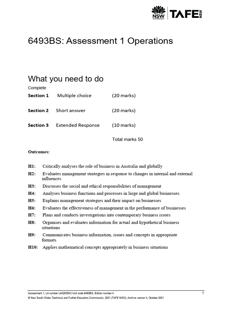LA025542 - Assignment 1 - 6493BS - Ed4 | PDF | Economies | Business