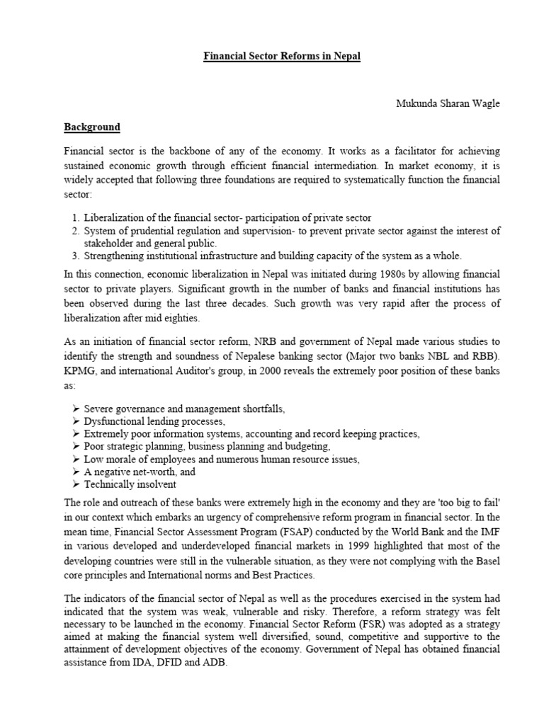 Financial Sector Reforms in Nepal | PDF | Banks | Economies