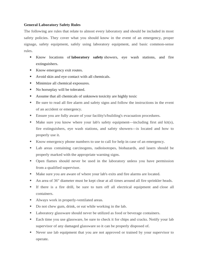 Laboratory Safety Measures | PDF | Laboratories | Occupational Safety ...