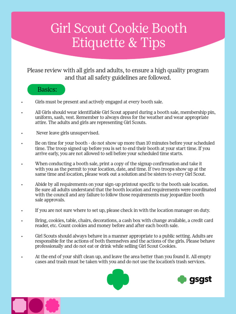 Cookie Booth Etiquette Guidelines | PDF