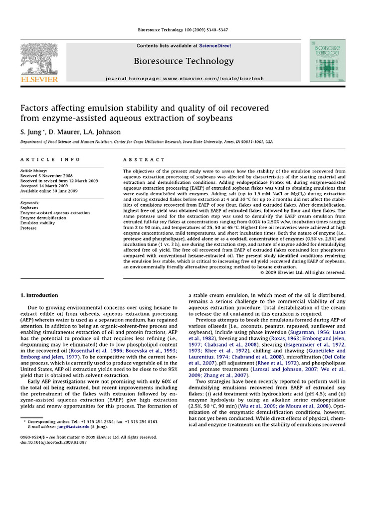 Factors Affecting Emulsion Stability and Quality of Oil Recovered | PDF