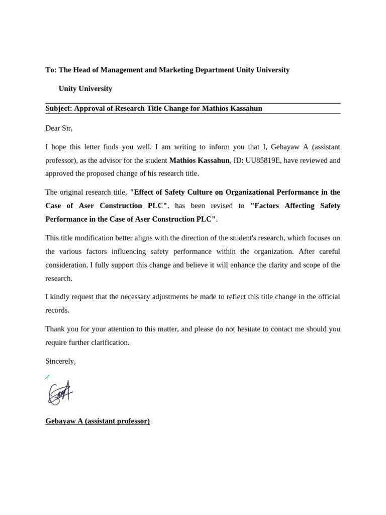 Title Modification Letter | PDF