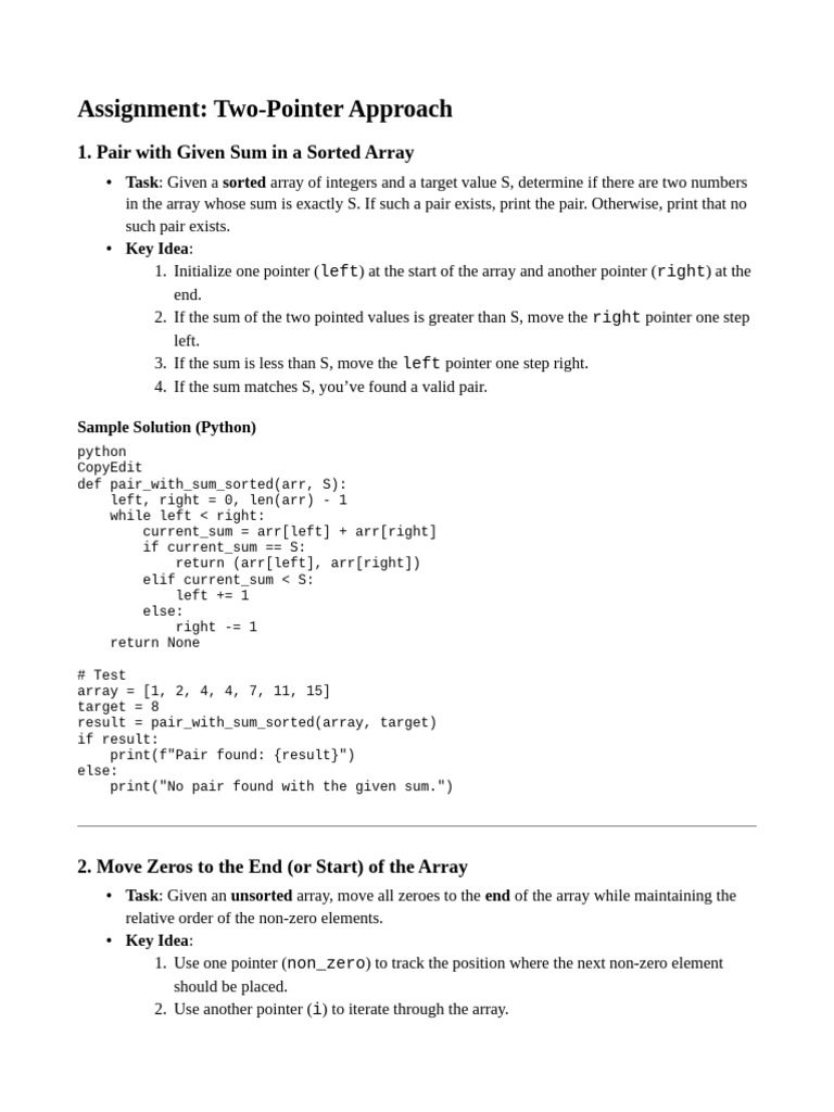 Two Pointer Approach in Programming | PDF | Pointer (Computer ... Two Pointer Approach in Programming | PDF | Pointer (Computer ...