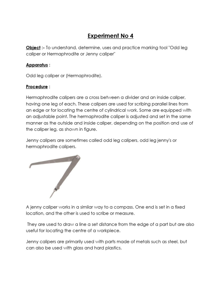 Odd Leg Caliper Experiment No 4 | PDF | Tools