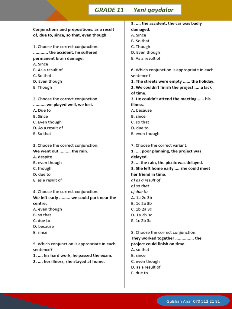 Conjunctions and Prepositions-1 | PDF