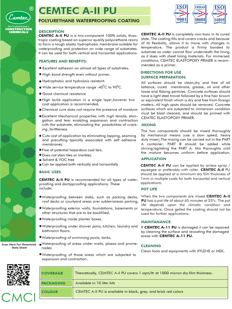 CMCI - Cementitios WP-Cemtec A-11 PU-V1 | PDF | Concrete | Materials