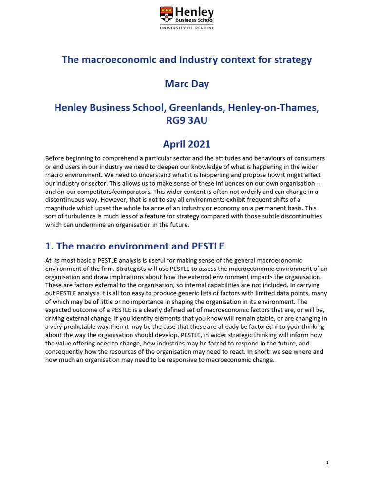 1-1 - Day The Macroeconomic and Industry Context For Strategy | PDF ...