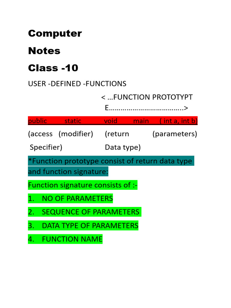 Computer User Defined Notes Pdf Parameter Computer Programming Variable Computer Science