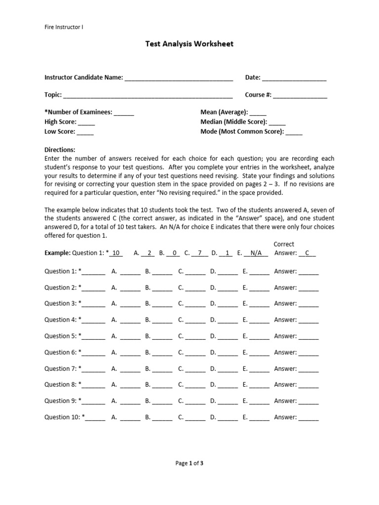 Test Item Analysis Worksheet | PDF | Evaluation Methods | Tests