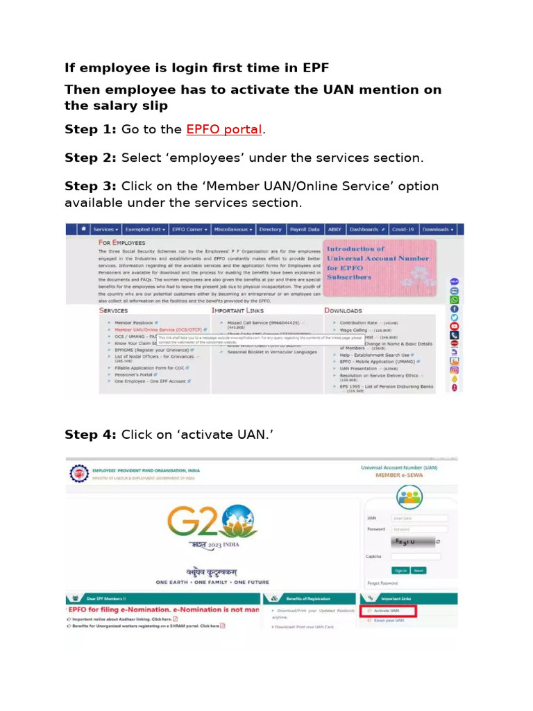 Steps To Be Followed by Employee in EPF Login | PDF | Computer Security ...