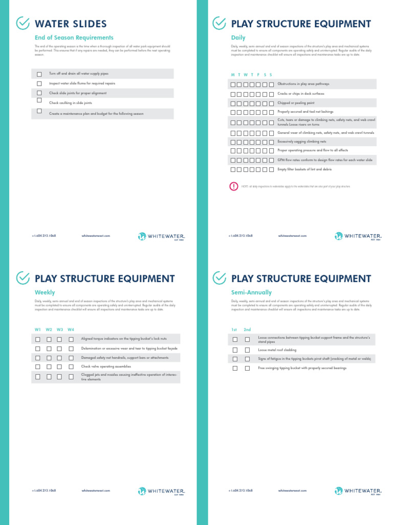 Water Park Maintenance Checklist | PDF | Valve | Mechanical Engineering