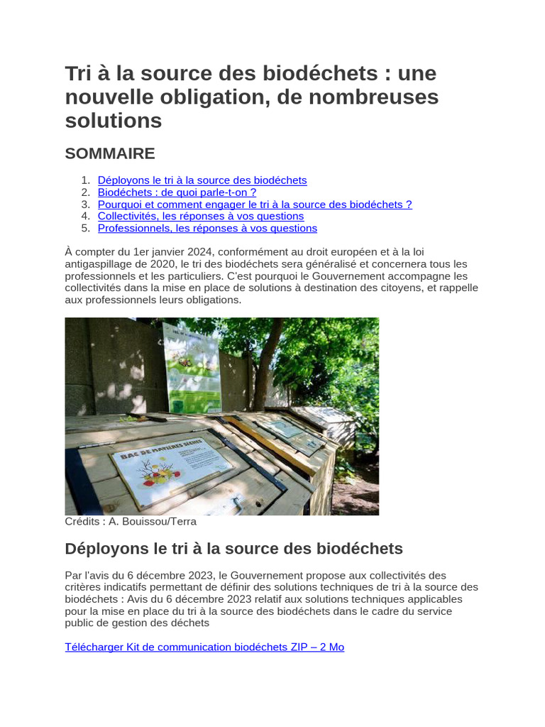 Tri à la source des biodéchets : enjeux et solutions | PDF | Compost ...