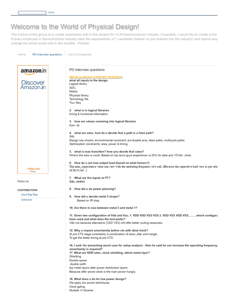 Physical Design Interview Questions Guide | PDF | Computer Engineering ...