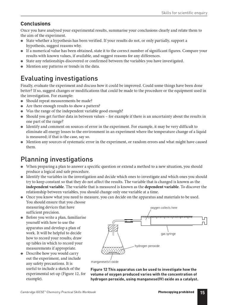 Cambridge IGCSE Chemistry Practical Skills Workbook by Bryan Earl New ...