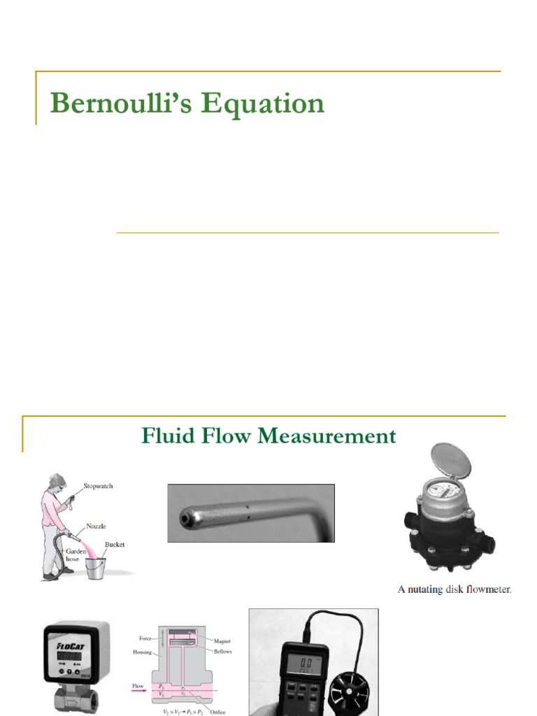 Chapter 5 Bernoullis Equation Part 2 | PDF | Fluid Dynamics | Flow ...