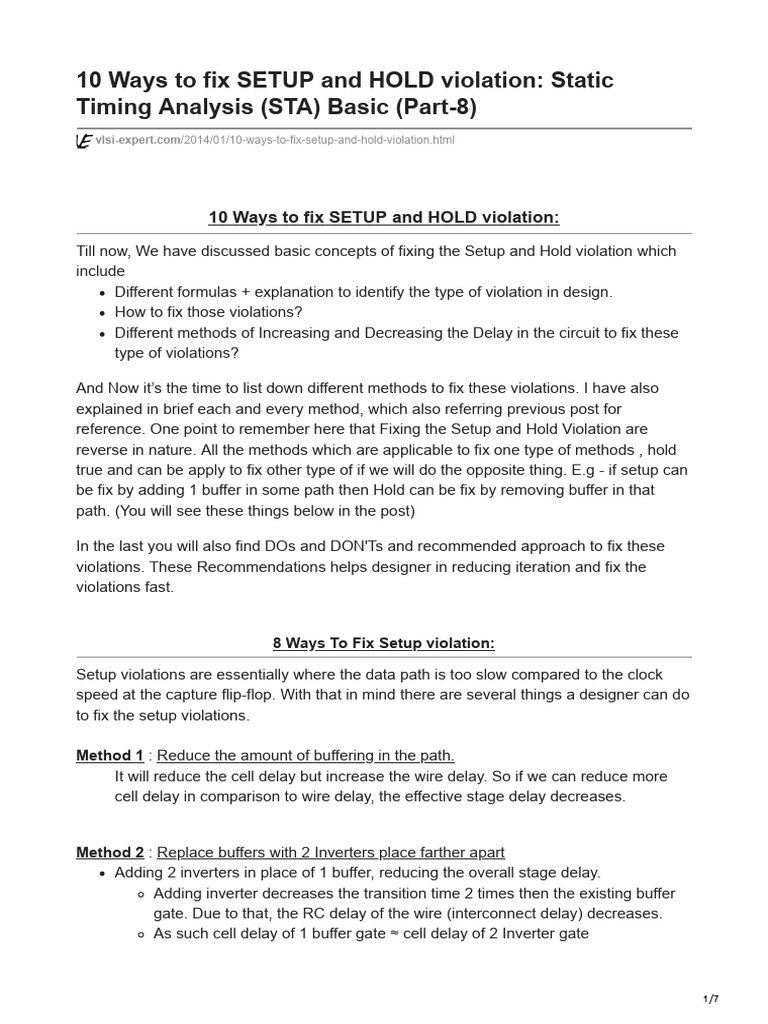 10 Ways To Fix SETUP and HOLD Violation | PDF | Mosfet | Power Inverter