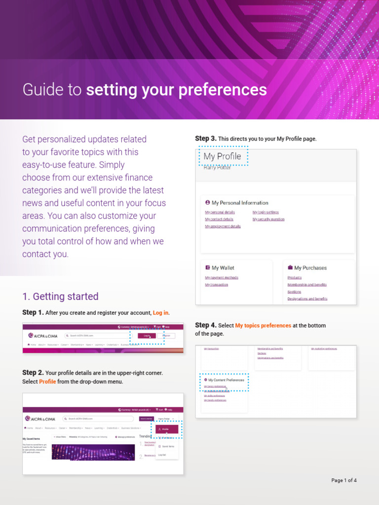 Guide To Setting Your Preferences | PDF