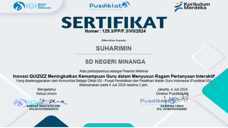 040724 - Pusdiklat IGI - 2JP - Inovasi Quizizz Meningkatkan Kemampuan Guru Dalam Menyusun Ragam ...