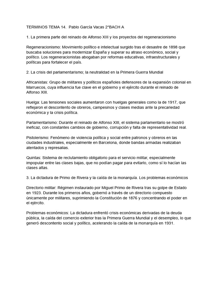 Terminos Tema 14 | PDF