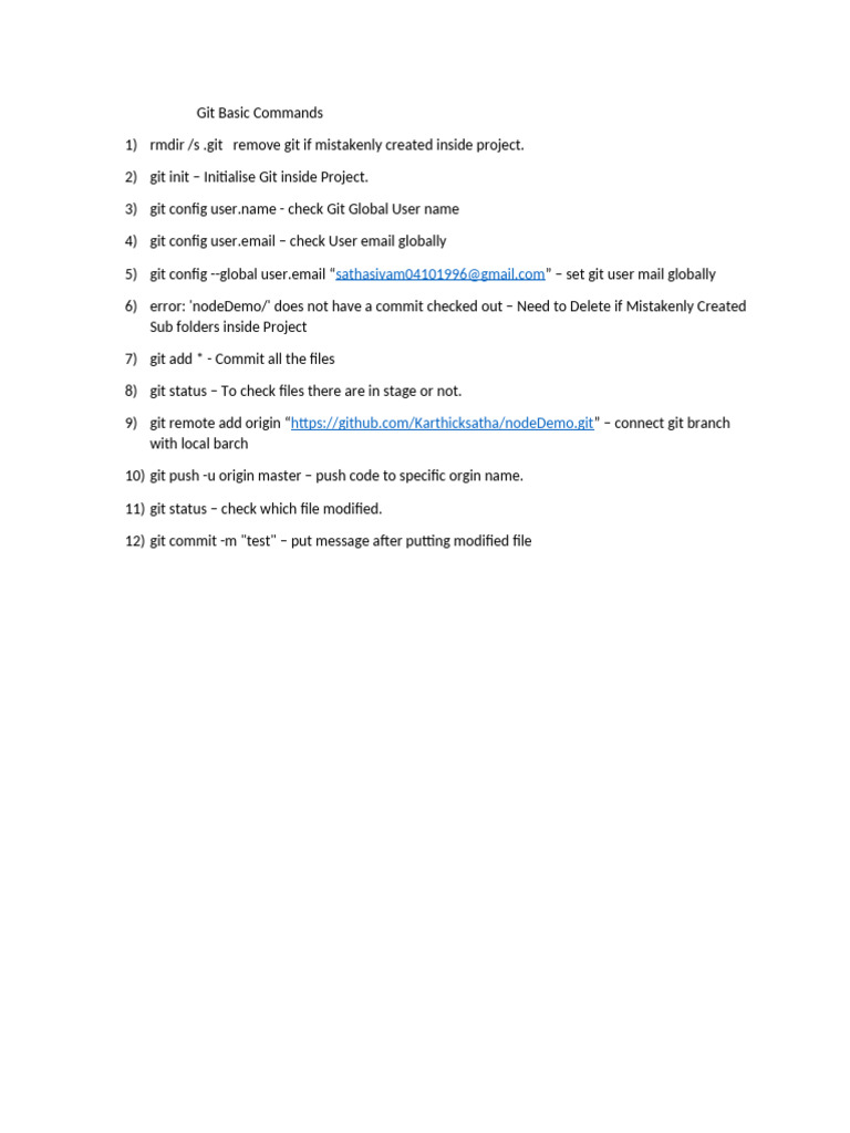 Git Basic Commands | PDF