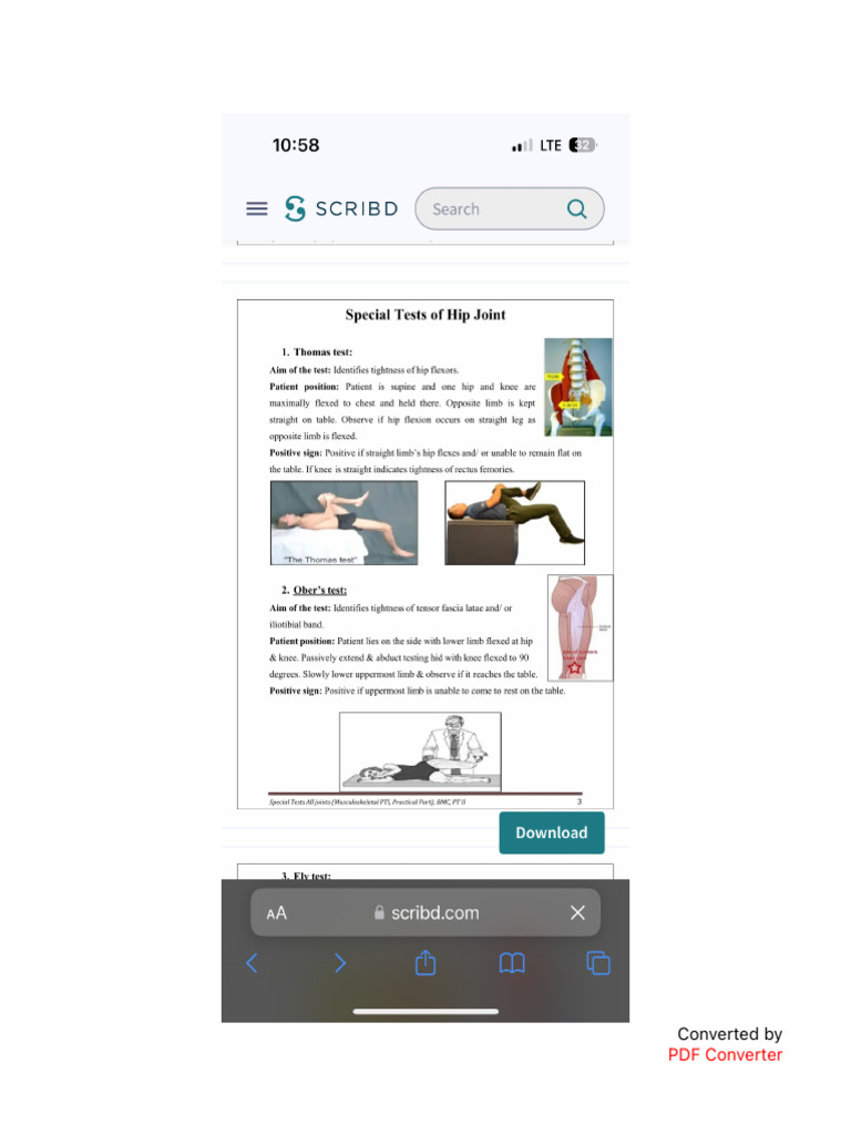 Hip Special Test | PDF